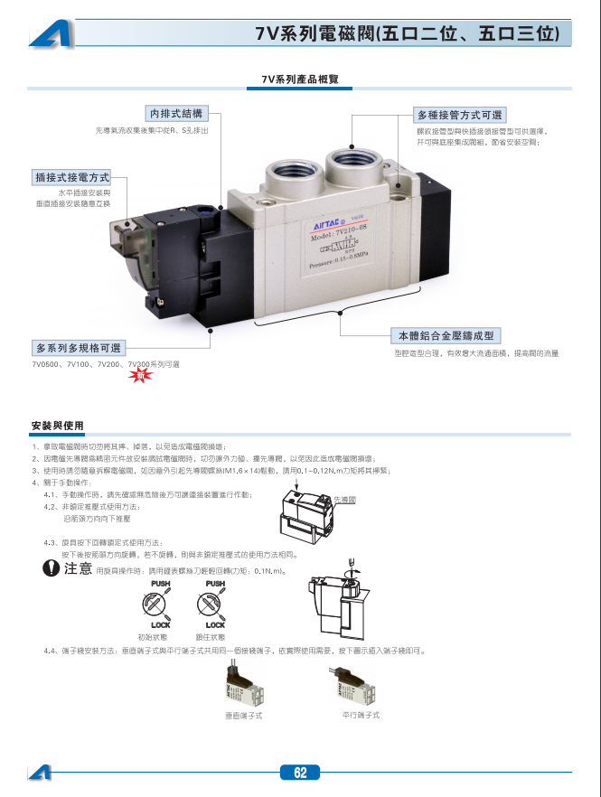 亚德客原装正品电磁阀底座 7V100M-1F/2F/3F/4F/5F/6F/7F/8F/9F-阿里巴巴