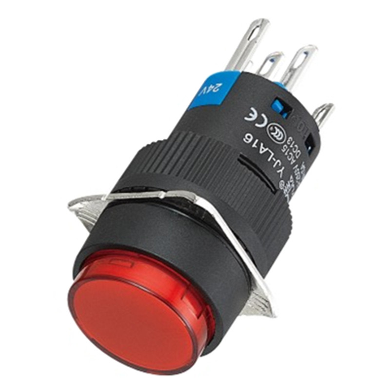 Yijia YJ-LA16-11/22DNZS/Y 16mm LED 5 Pin 8 Pin Latching Self-Reset ...