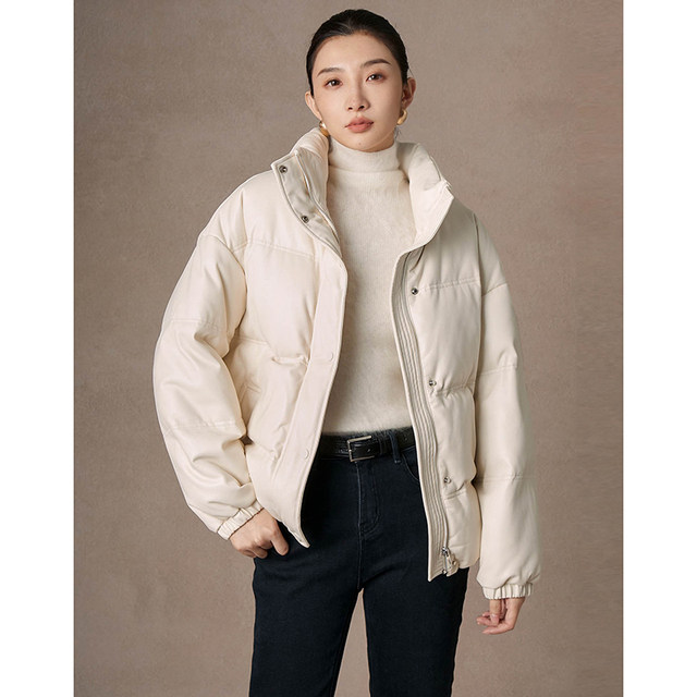 Fifty-six {Arctic Ice Grid} King of Fried Sheepskin Down Jacket White Duck Down Stand Collar ...