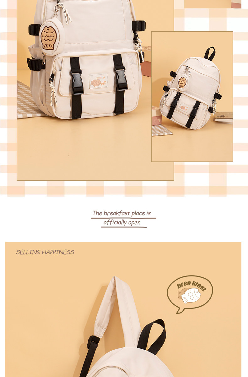 Original Large Capacity Silk Fish Pancake Schoolbag for Female College ...