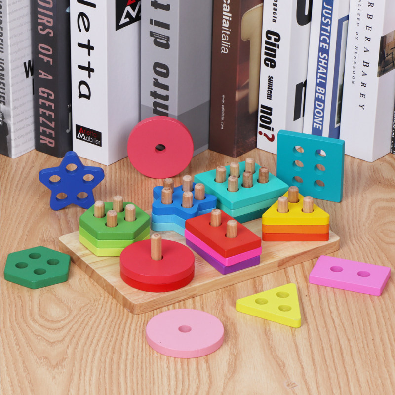 Montessori geometric shape matching stacking blocks: an early education ...