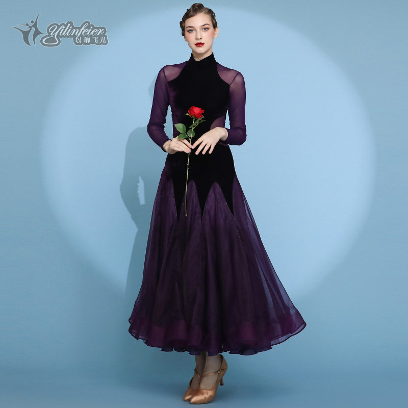 Fatalistic and arrogant purple! new arrival velvet modern dance dress ...
