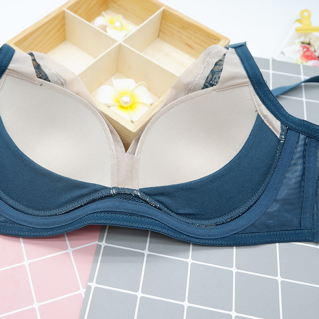 Thin style gathered bra without steel rings, sexy micro V-mounted ...