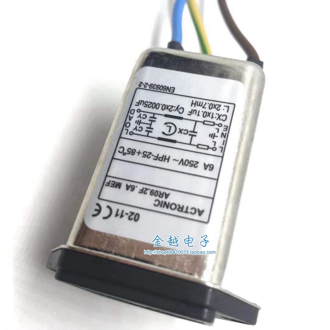 ACTRONIC Filter AR09 2F 6A MEF 6A 250V HPF-25 EN60939-2-2 New