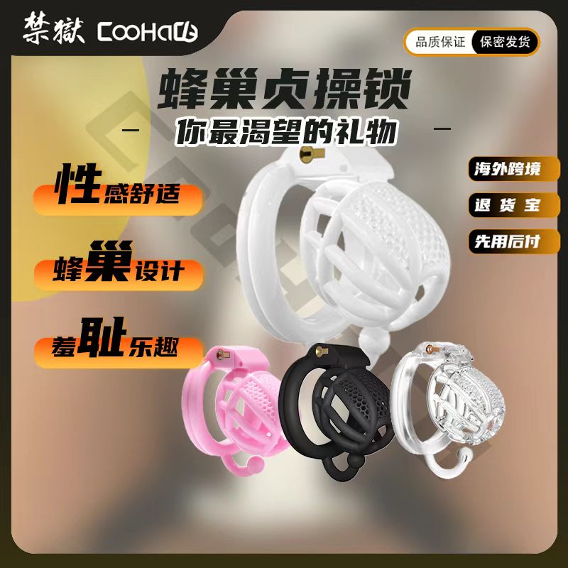 CooHaCB禁狱蜂巢cb锁贞操锁sm鸟笼男用戒撸JJ锁禁欲伪娘情趣玩具-Taobao