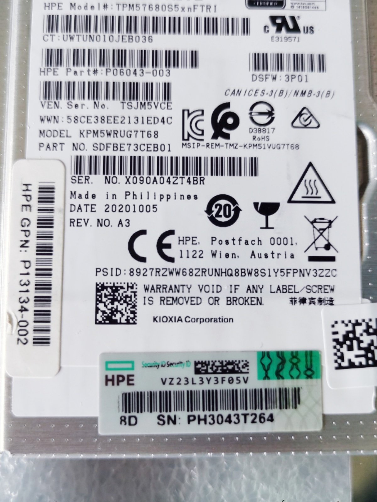 P26232-001 HP Primera A650 N9Z47A 7.68TB Hard Drive - kkomputertech