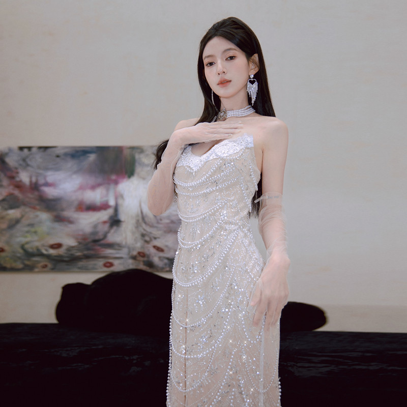 dollytang朵家奢华复古手工钉珠抹胸连衣裙，亮片人鱼姬派对小礼服，美到窒息的秘密武器？-礼服/晚装-淘宝好物网
