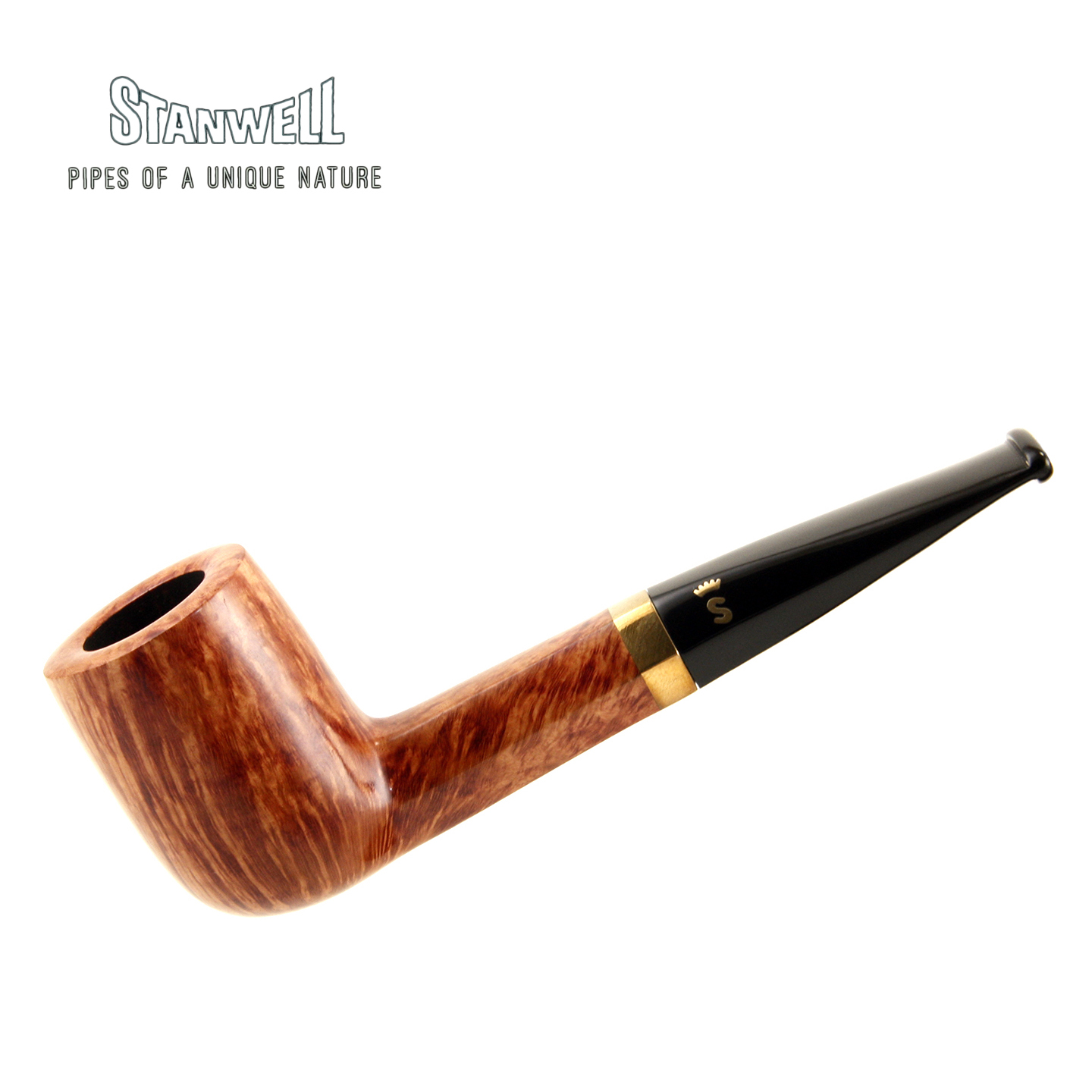 丹麦stanwell史丹威尔石楠木烟斗flame grain光面火焰玫瑰金190