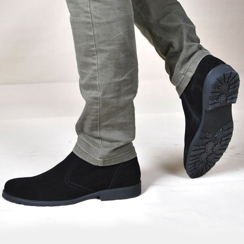 Купить Полуботинки 凯步罗翻毛皮男鞋磨砂皮英伦短靴马丁棉鞋牛皮男靴拉链高帮鞋二棉 Kaburo kay step luo ...