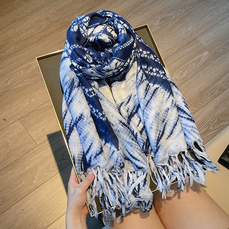Indigo Batik Craft Cotton Scarf for Women, Ethnic Style, Soft Indigo ...