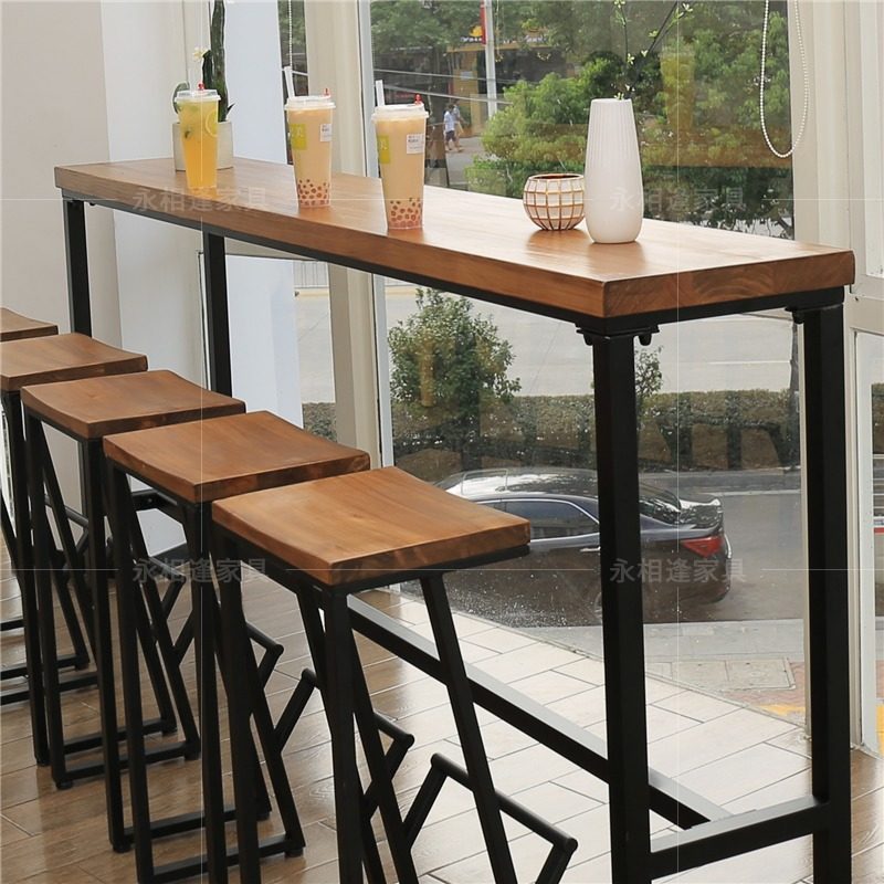 American bar table Solid wood bar Restaurant bar Cafe High stool Table ...
