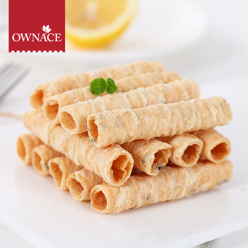 泰国进口OWNACE奥利斯原味椰子卷150g榴莲味香酥芝麻蛋卷饼干零食