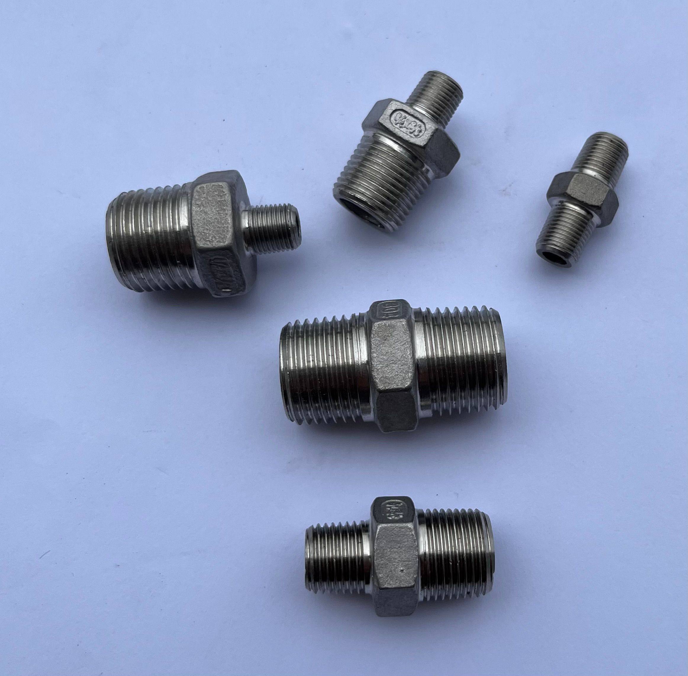 304不锈钢双外丝接头 RC1/2内外螺纹管配件 管道连接两边外螺纹接头