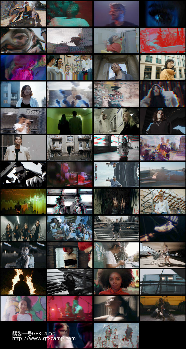 FCPX插件-50组失真扭曲科技感信号损坏溶解视频转场预设 | 龋齿一号GFXCamp