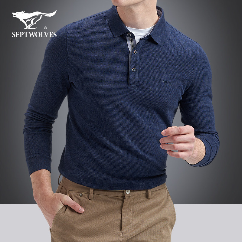 Septwolves long-sleeved t-shirt 2022 spring new business casual men's ...
