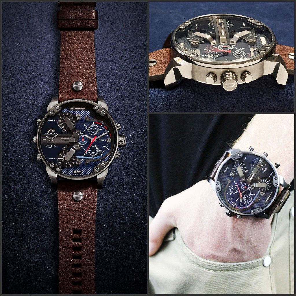 Diesel Mr Daddy 2 0 DZ7314 men's large dial three eyes quartz watch ...