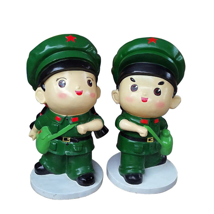 [USD 18.66] Glass and Steel Cartoon Little Red Army Sculpture Red Party ...