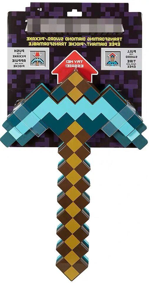 My world's official Minecraft toy weapons sword pick two-in-one game ...