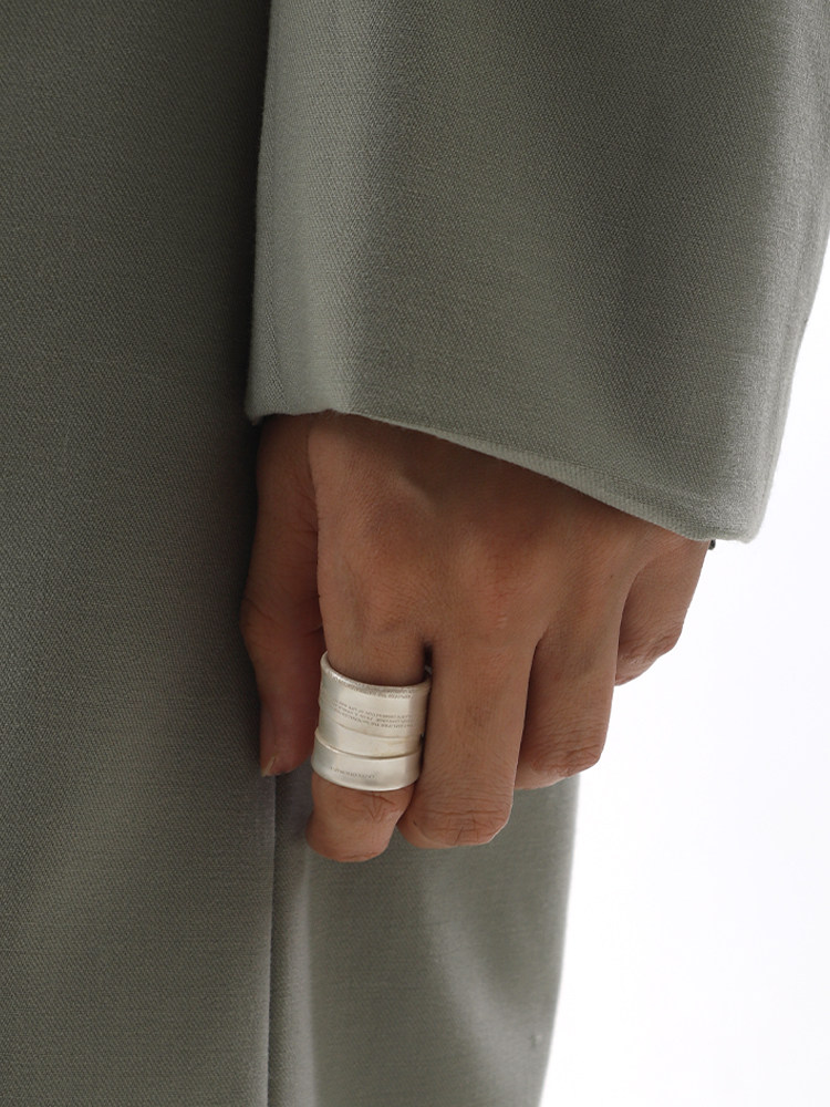 Outsiderinside Folded Handmade 925 Silver Burnt White Wide Folded Band ...
