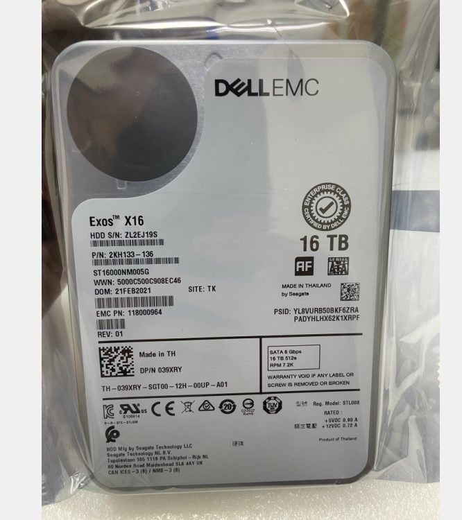 戴尔16T硬盘DELL 16TB 7.2K 039XRY EXOS X16 ST16000NM005G机械