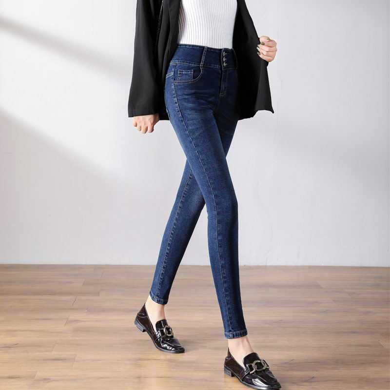 Купить Джинсы, черные маленькие штаны, высокая талия, по фигуре ...