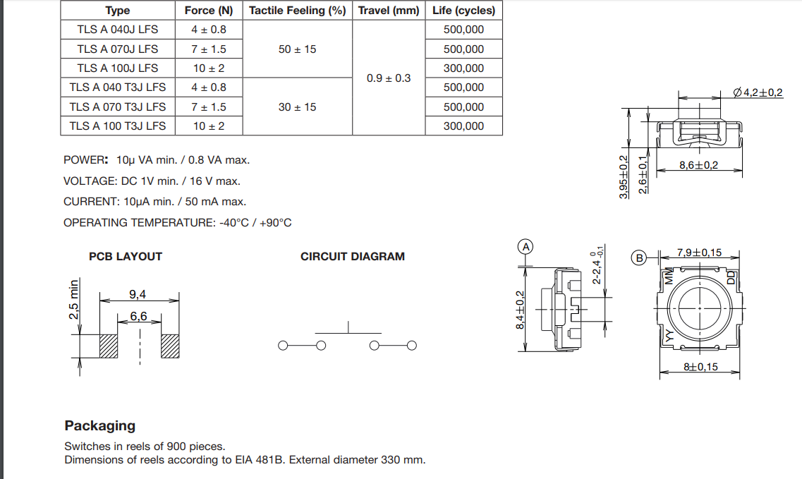 C&K TLS A 070 T3J LFS防水防尘硅胶车载轻触开关8*8*4 静音无声-阿里巴巴