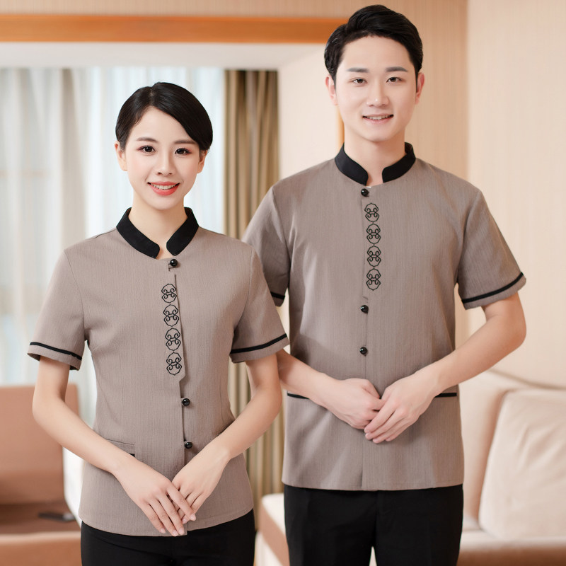 Cleaning work clothes Summer property short-sleeved suit Hotel customer ...