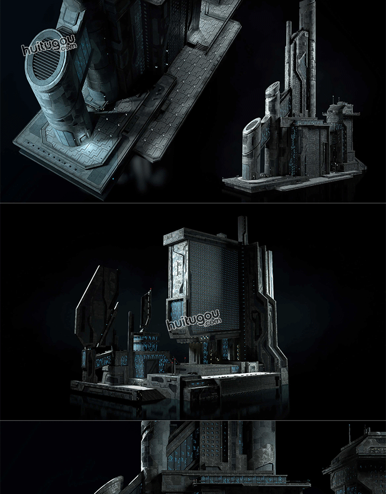 PBR科幻未来概念工业建筑3d模型Kitbash3D-Sci-Fi Industrial - KitBash3D模型 - 绘图狗-设计灵感素材集散地