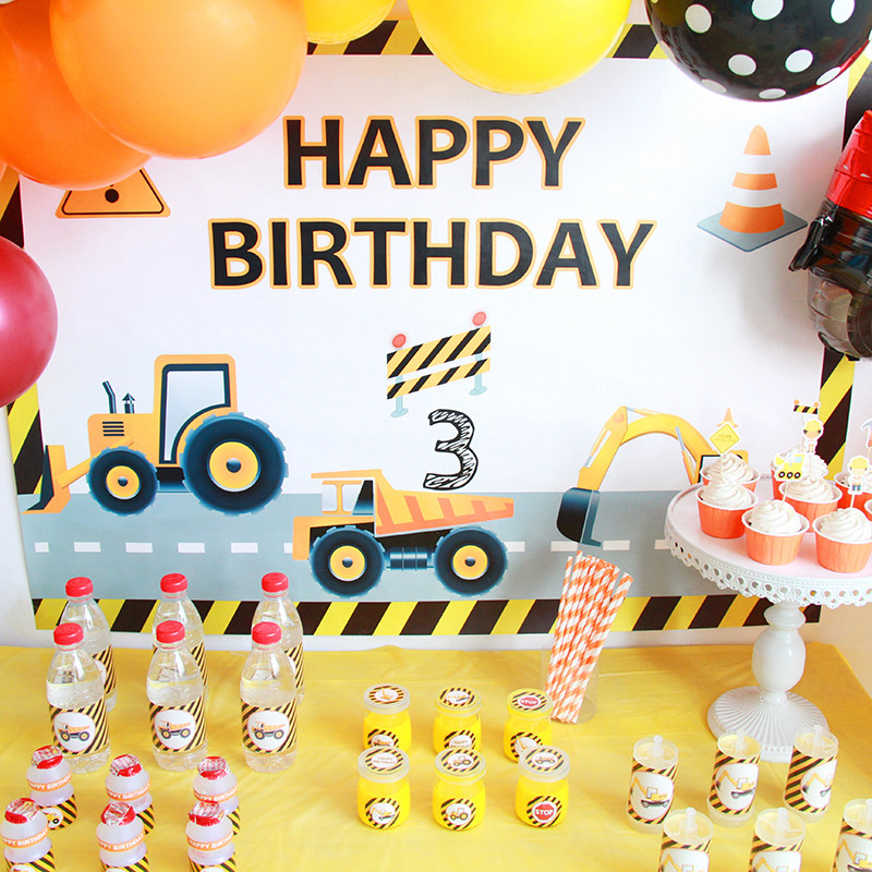 [USD 7.70] Engineering car theme party Boys Children's birthday ...