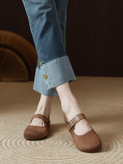 Leather Marizen Women's Single Shoes 2024 Autumn New French French ...