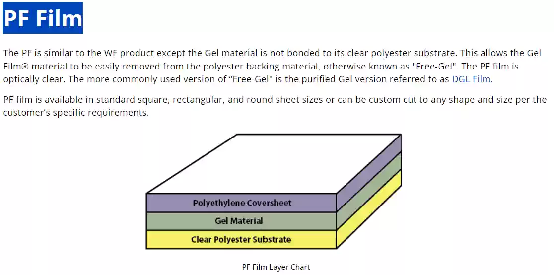 Gel-pak PDMS薄膜 有机硅精密薄膜 机械剥离专用PF/WF凝胶膜 进口