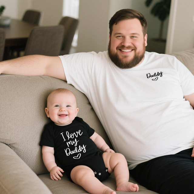 Super fat dad summer parent-child outfit mom and dad children's one ...