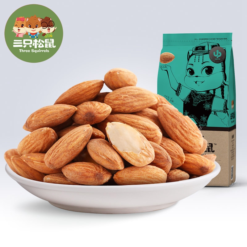 (Three Squirrels_almond 185g) casual snack specialty dried fruit nut kernel Almond Original Flavor