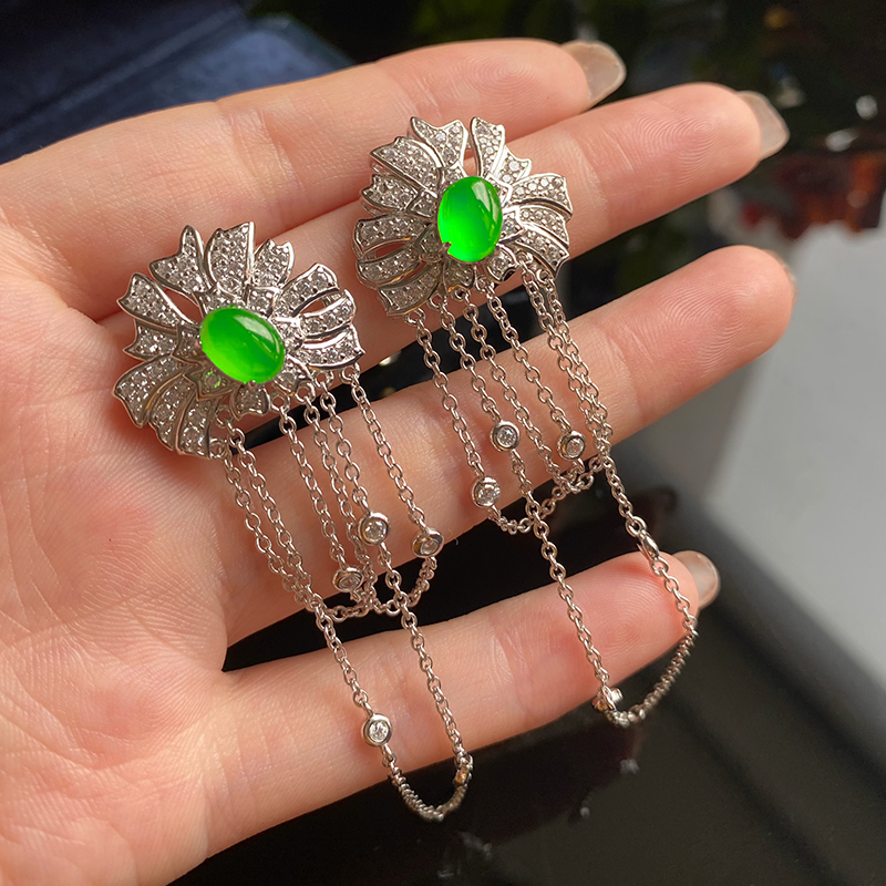 25年爆款VISING马料绿玉髓耳坠测评｜显白显脸型，S925银流苏耳饰YYDS！-耳饰-淘宝好物网