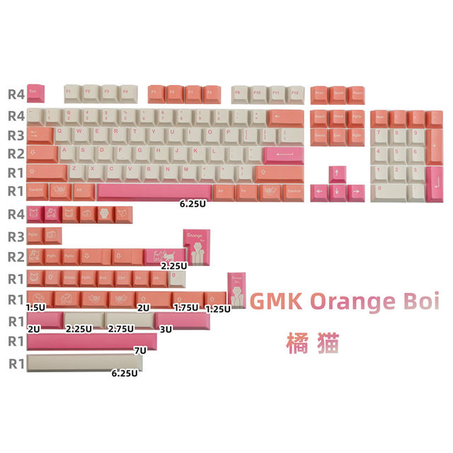 GMK Orange Boi orange cat keycap PBT sublimation mechanical keyboard ...