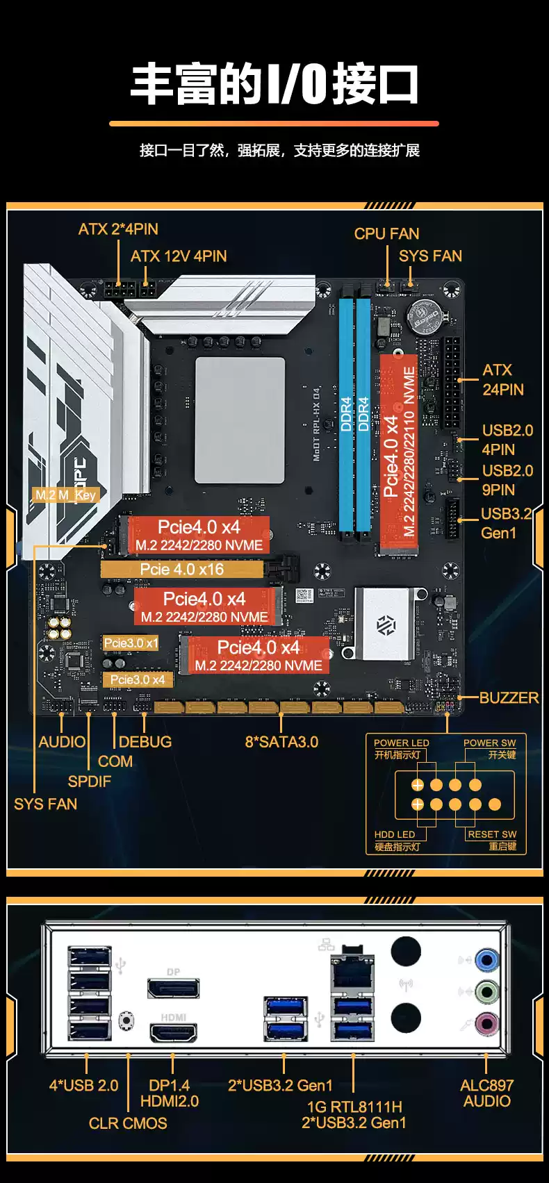 Q1K2/K3/K4板载CPU套装台式机主板ddr4约i7 13650HX游戏办公电脑