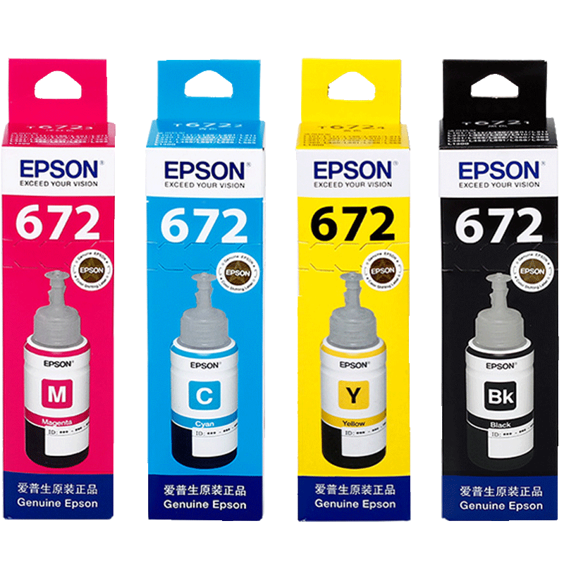 [USD 18.07] (4 Color Set) Epson Original Printer Ink T672 L360 L351 ...