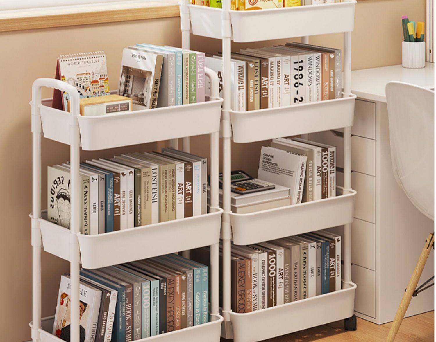 置物架厨房多层缝隙储物架简约可移动分层收纳车落地便捷小推车-阿里巴巴