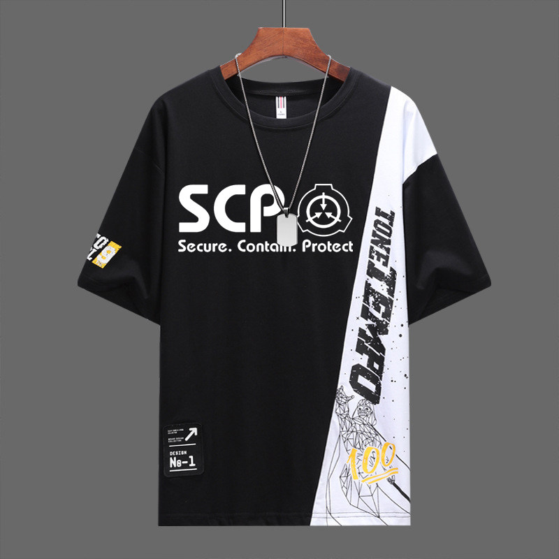 SCP纯棉T恤基金会二次元动漫周边机动特遣队情侣夏季男女短袖衣服-阿里巴巴