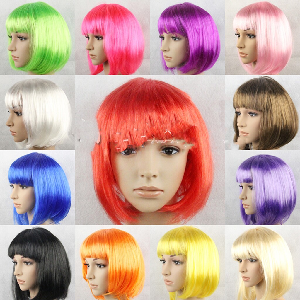 Clearance sale: discounted cosplay anime colorful bob wig with bangs ...