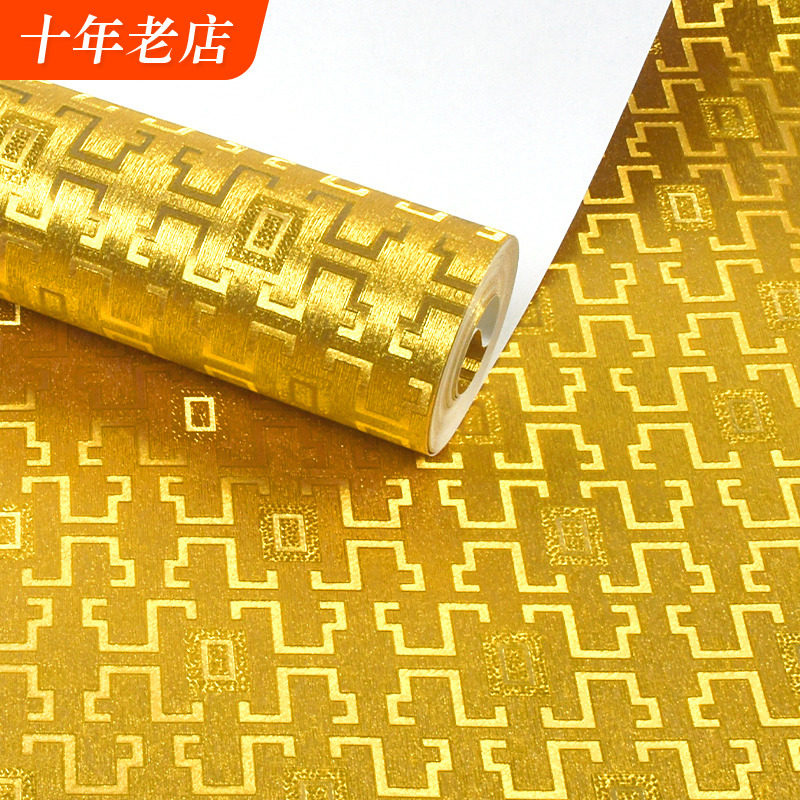 [USD 15.66] Golden Yellow Gold Foil Wallpaper KTV Flash Reflective ...