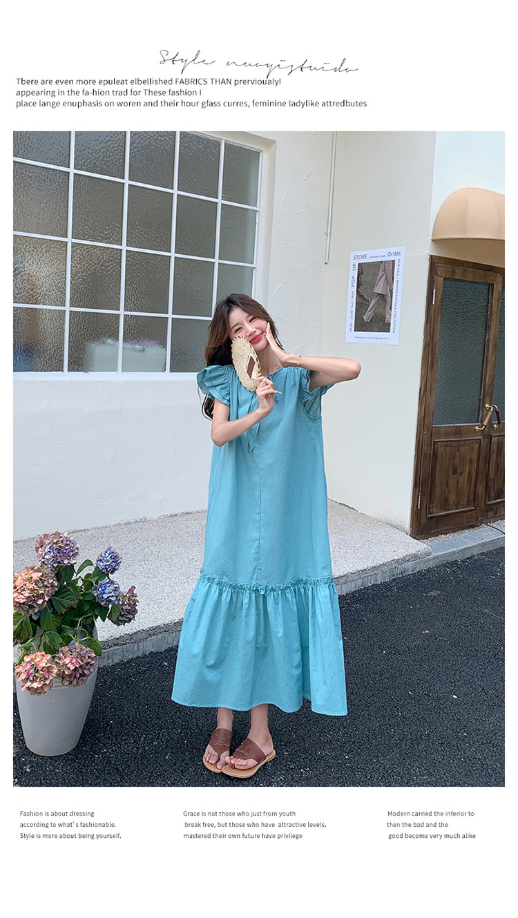 【新款】126-6687-P125-K188飞飞袖湖蓝色连衣裙_乔安迪6687 - 杭州女装网