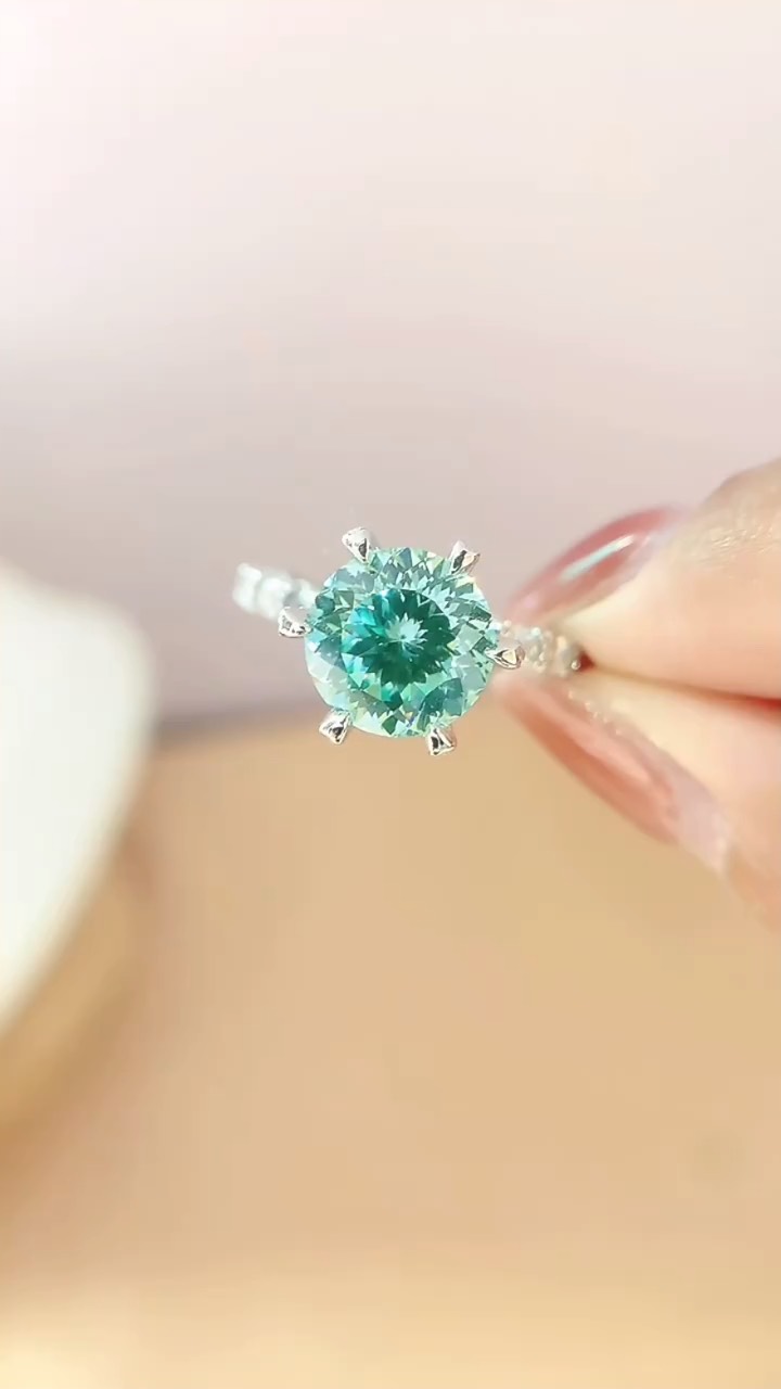 925純銀藍色3克拉千禧寶石帕拉伊巴戒指輕奢高級感羣鑲滿鑽鑽-Taobao