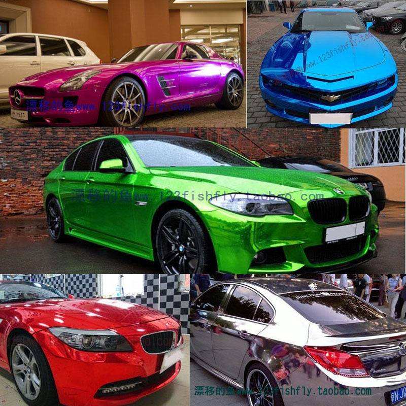 Car electroplating mirror highlighted body color change film sticker ...