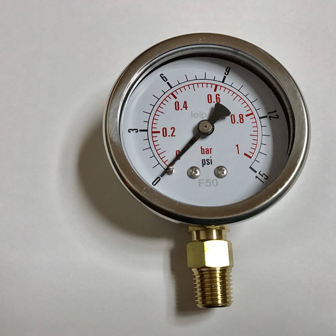 LEIPAI压力表 61-62-63-68mm 压力0-1bar 15psi pt1/4 ZG1/4