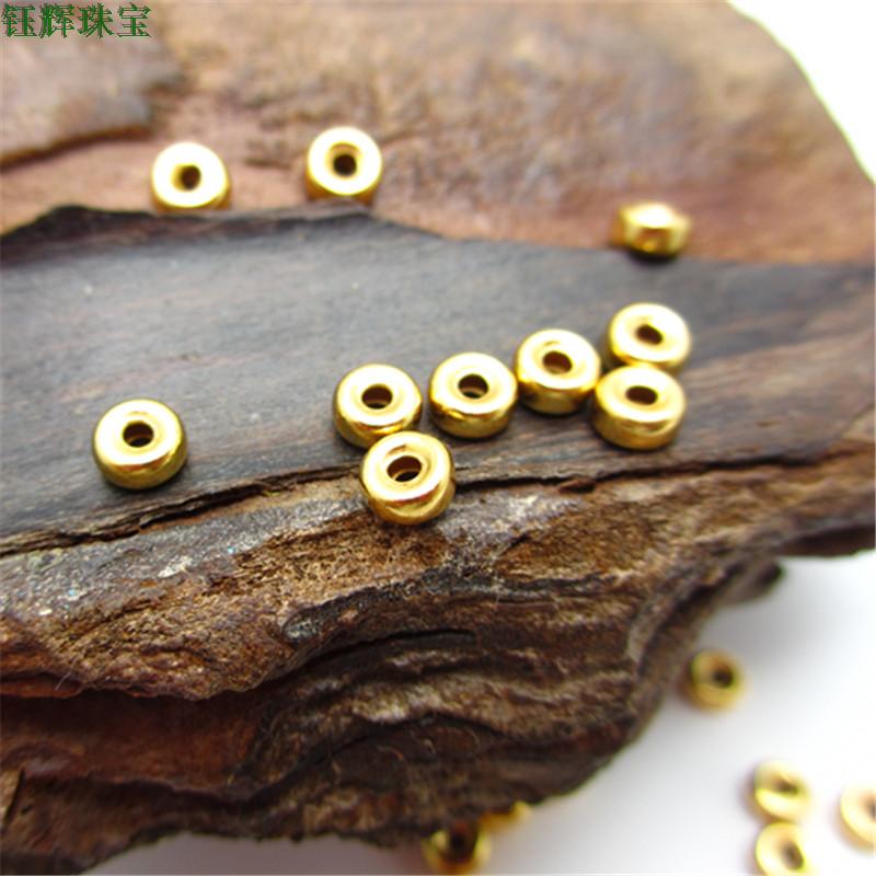 钰辉珠宝 diy饰品 配件 925纯银 镀24K金 轮胎珠 实体店 同售-Taobao