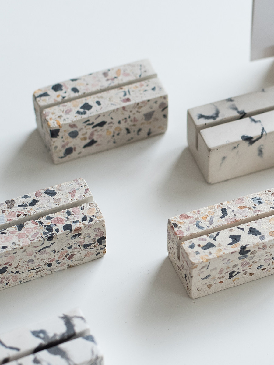 Nordic Simple terrazzo Postcard Holder Desktop Photo Holder Desk Card ...
