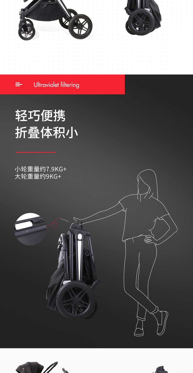 Pouch婴儿双向高景观可坐可躺轻便折叠宝宝儿童推车A60 plus-阿里巴巴