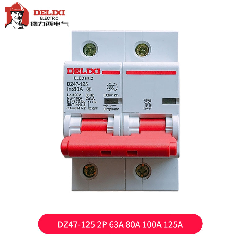 Delixi circuit breaker air switch DZ47-125 1P 2P 3P 4P D type CDB2 80 100 125A