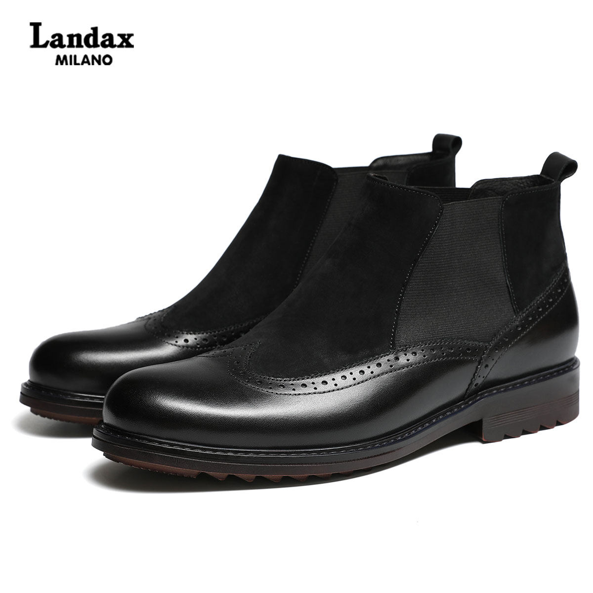 Купить Landax новый воловья кожа мужской ботинки англия вол челси ...